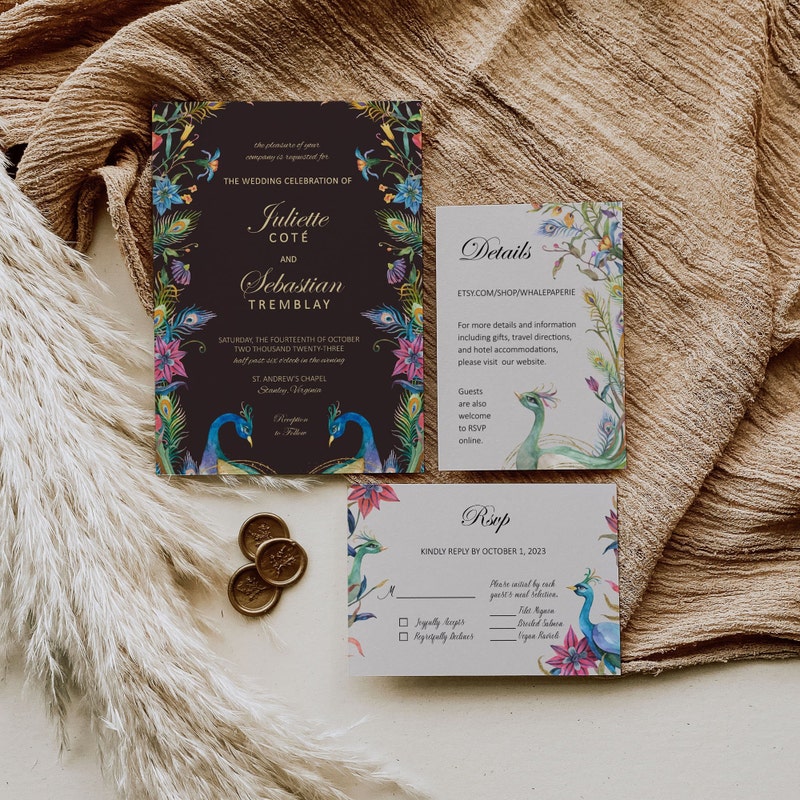 Peacock Invitations - Etsy