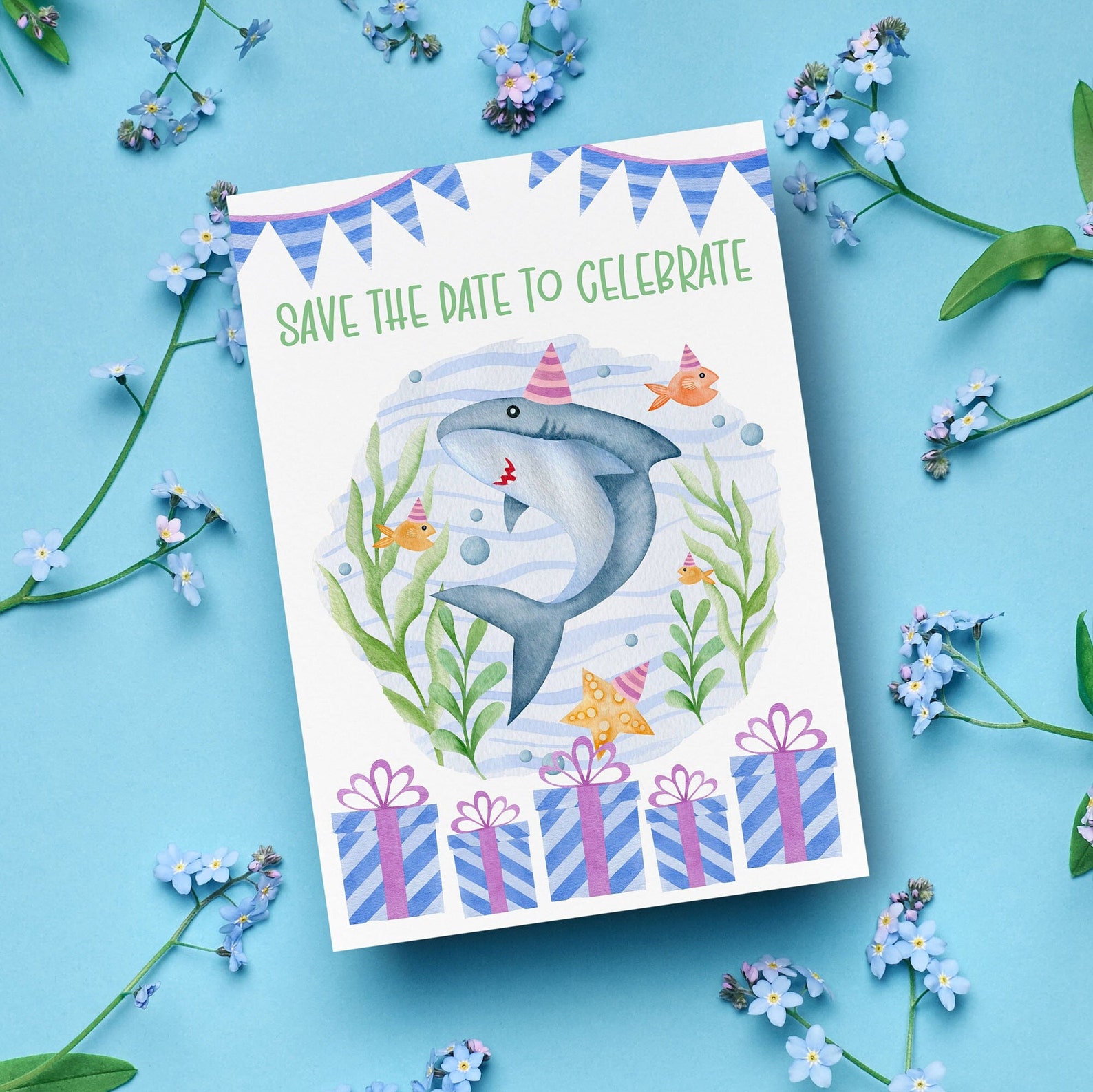 Shark Birthday Invitation Under the Sea Shark Invite Instant - Etsy