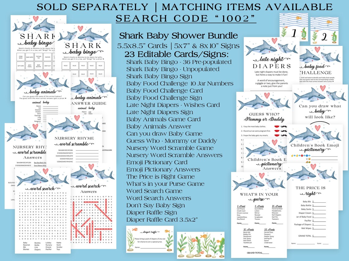 Shark Baby Shower Chart Sign: Under the Sea Theme, Baby Shark and ...