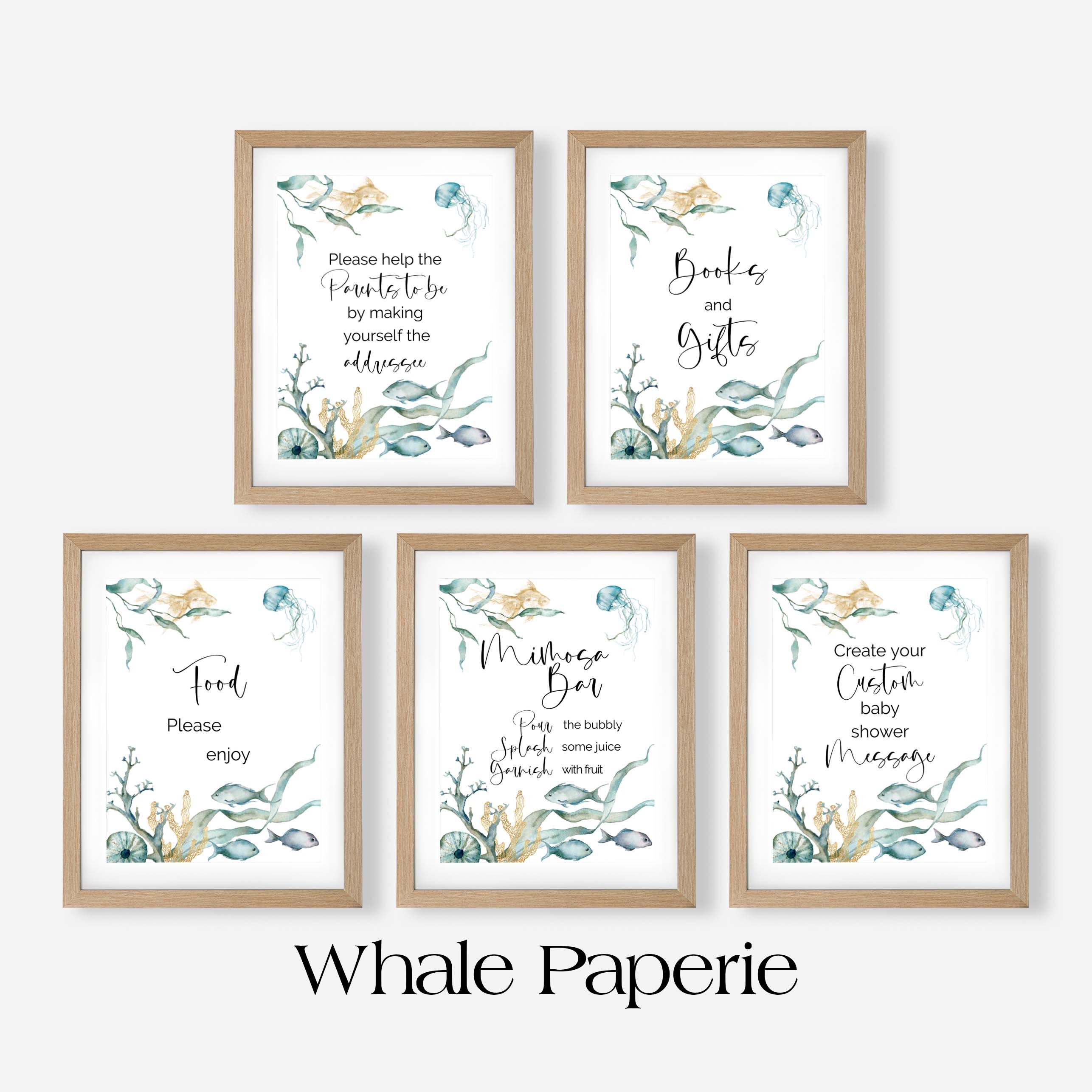 Ocean Themed Baby Shower Sign Bundle: Under the Sea Jellyfish and ...