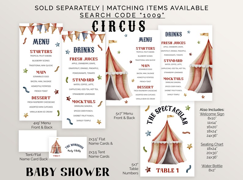 Circus Themed Table Numbers Instant Download Carnival Table Number ...