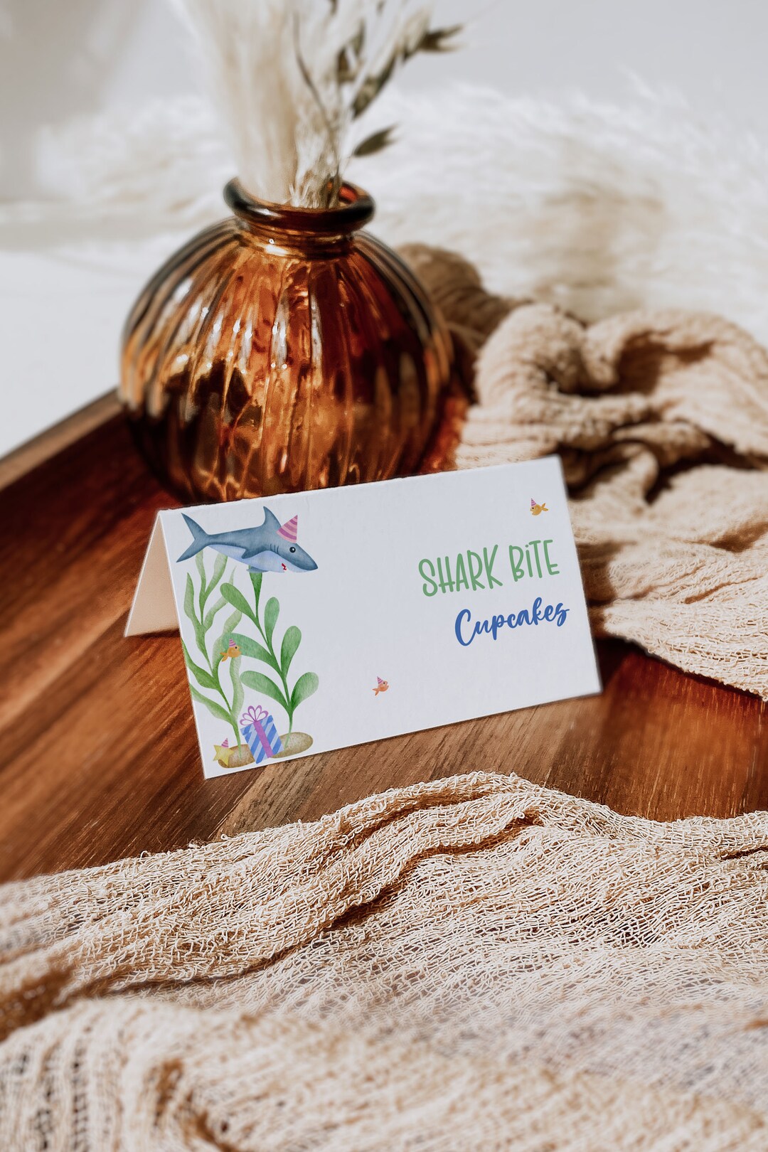 Shark Place Card Template for Birthday & Under the Sea Parties ...