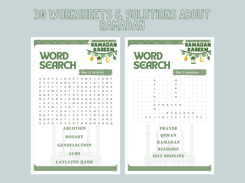 Montessori Ramadan Word Search Activities Book - Etsy