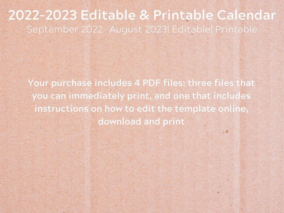 Colored 2022-2023 Printable Calendars 12 Month Calendars - Etsy