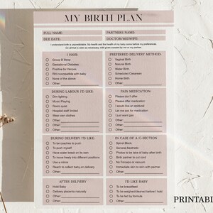 A4 Birth Planner, Printable, Hospital Bag Checklist, Birth Planner ...