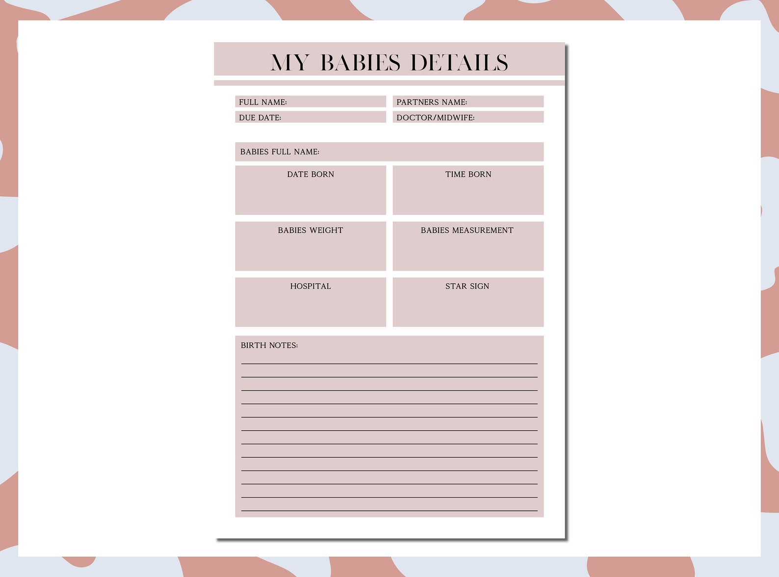 A4 Printable Birth Planner, Hospital Bag Checklist (PDF) - Etsy