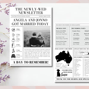 Editable Wedding Newspaper Program Template | Canva (digital Download ...