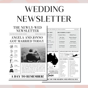 Editable Wedding Newspaper Program Template | Canva (digital Download ...