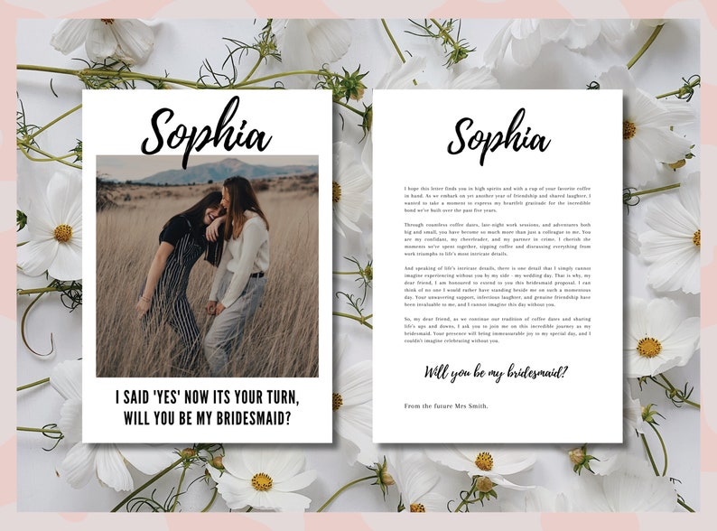 Bridesmaid Proposal Card Template Editable With Canva Printable ...