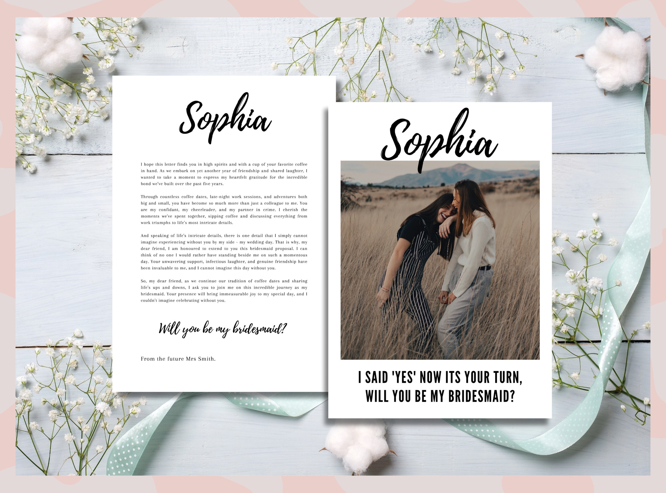 Bridesmaid Proposal Card Template Editable With Canva Printable ...
