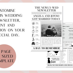 Editable Wedding Newspaper Program Template | Canva (digital Download ...