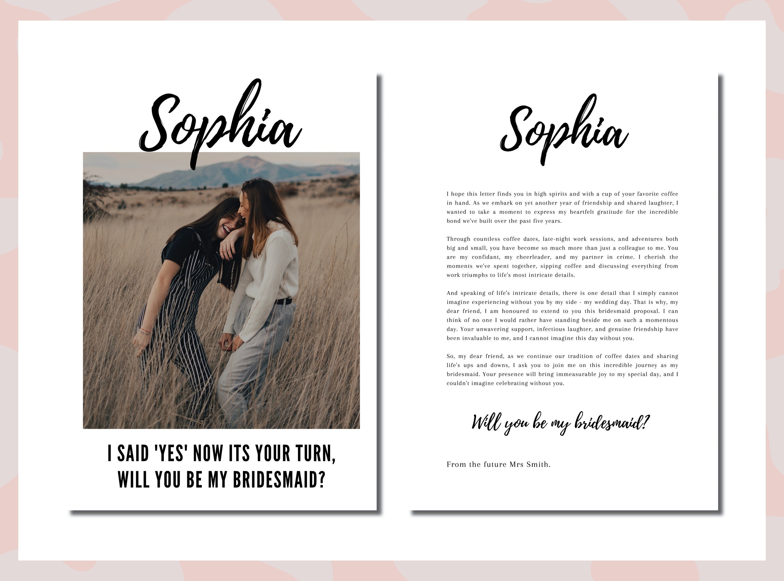 Bridesmaid Proposal Card Template Editable With Canva Printable ...