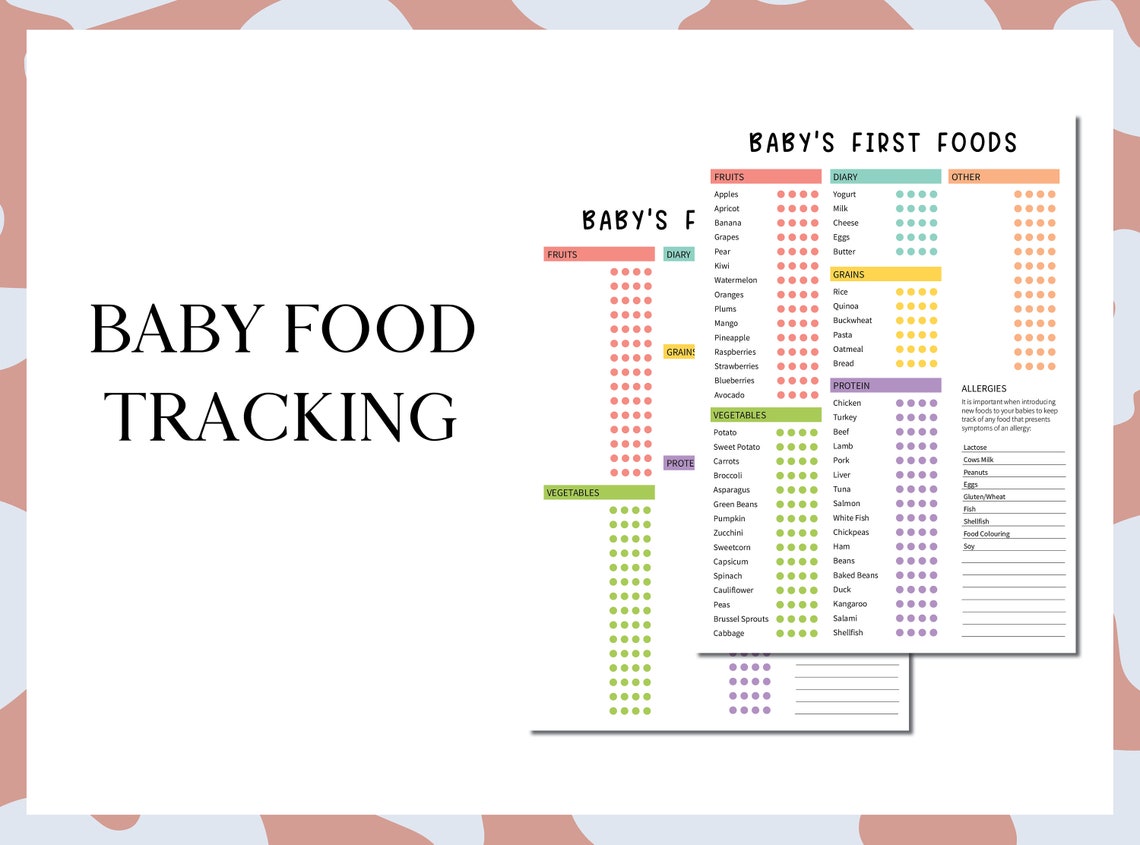 Baby Food Tracking Printable, Baby's First Food Checklist, Solid ...