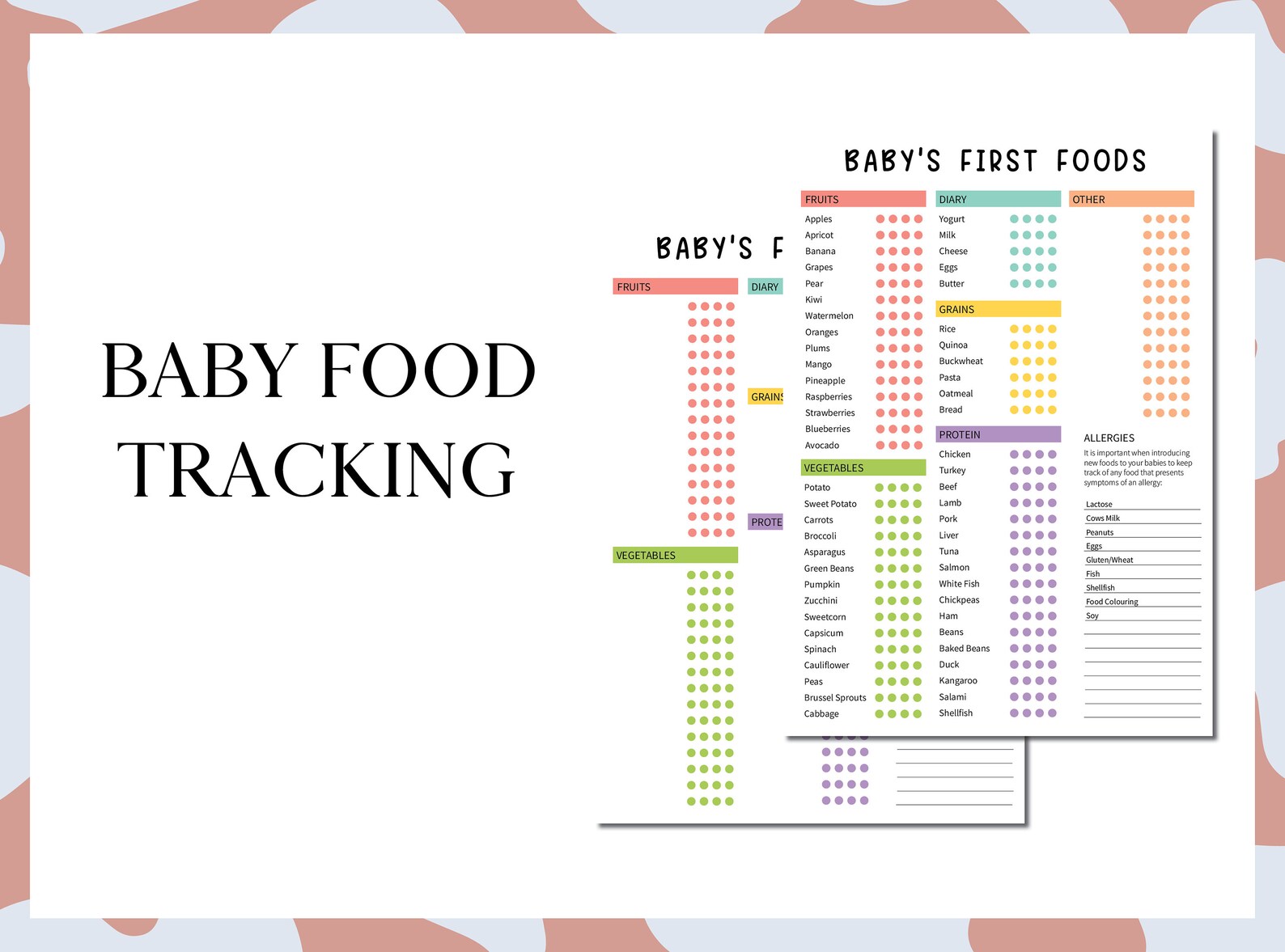 Baby Food Tracking Printable, Baby's First Food Checklist, Solid ...