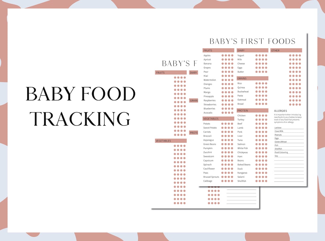 Baby Food Tracking Printable, Baby's First Food Checklist, Solid ...