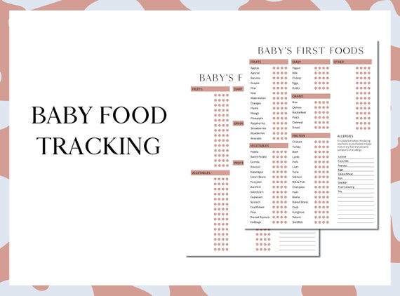 Baby Food Tracking Printable Baby's First Food Checklist - Etsy