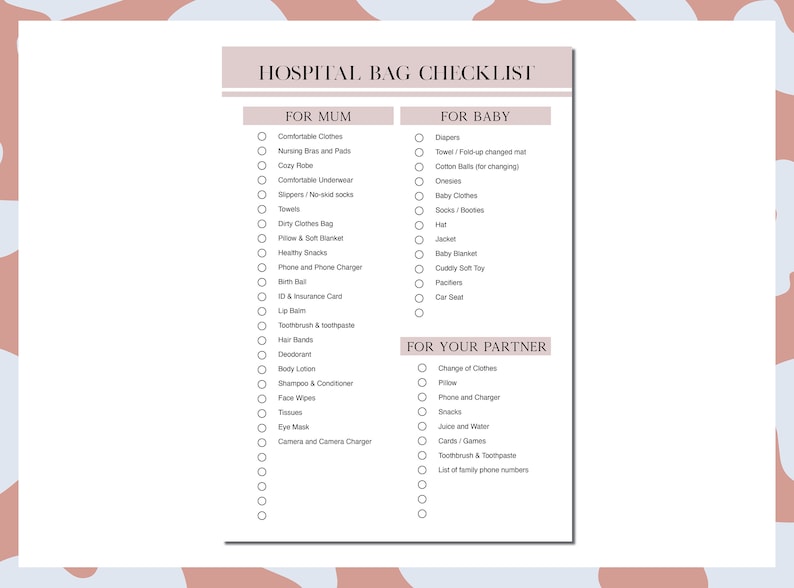 A4 Birth Planner, Printable, Hospital Bag Checklist, Birth Planner ...