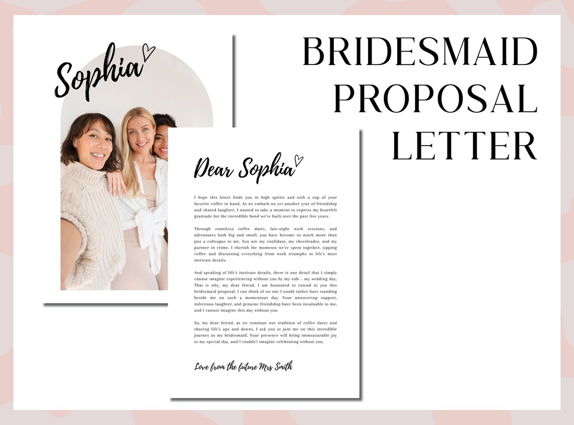 Bridesmaid Proposal Letter Template - Editable With Canva | Will You Be ...