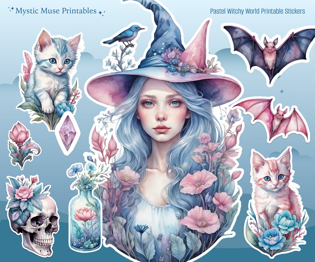 Downloadable, Printable, Pastel Witchy World Sticker, Witch, Dark Souls ...