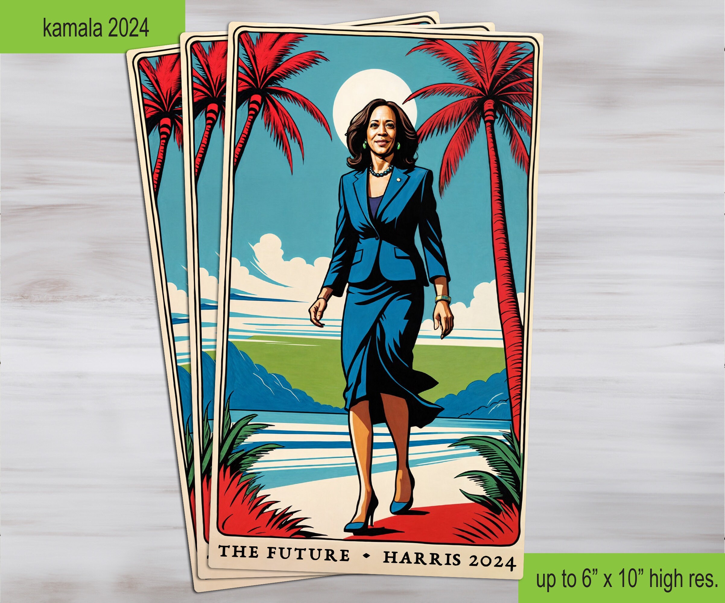 Kamala Harris 2024 Woodcut, Tarot, Printable Sticker or Wall Art, Palm ...