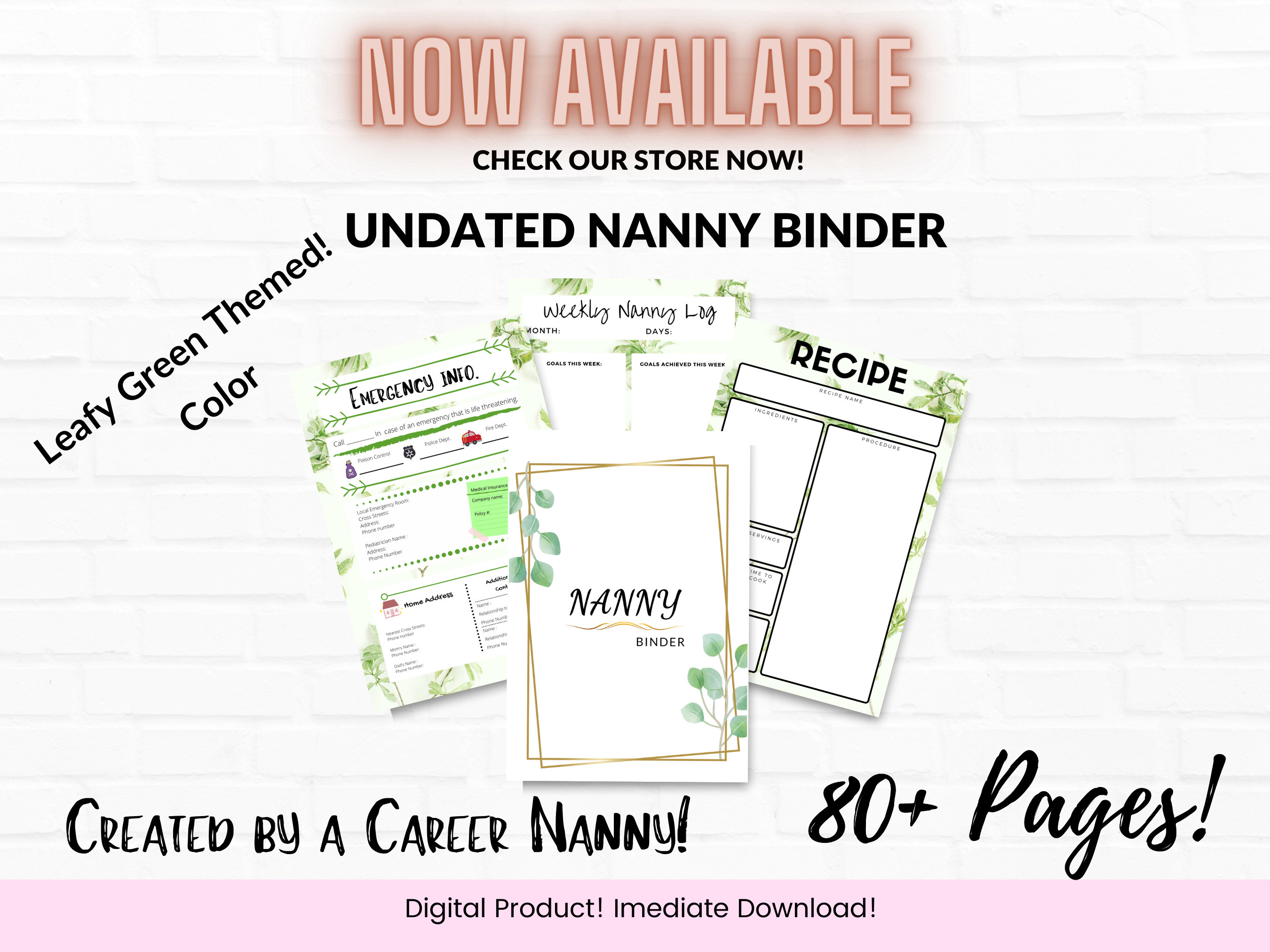 Nanny Binder UNDATED- Minimalist| Nanny Logs | Babysitting Logs ...