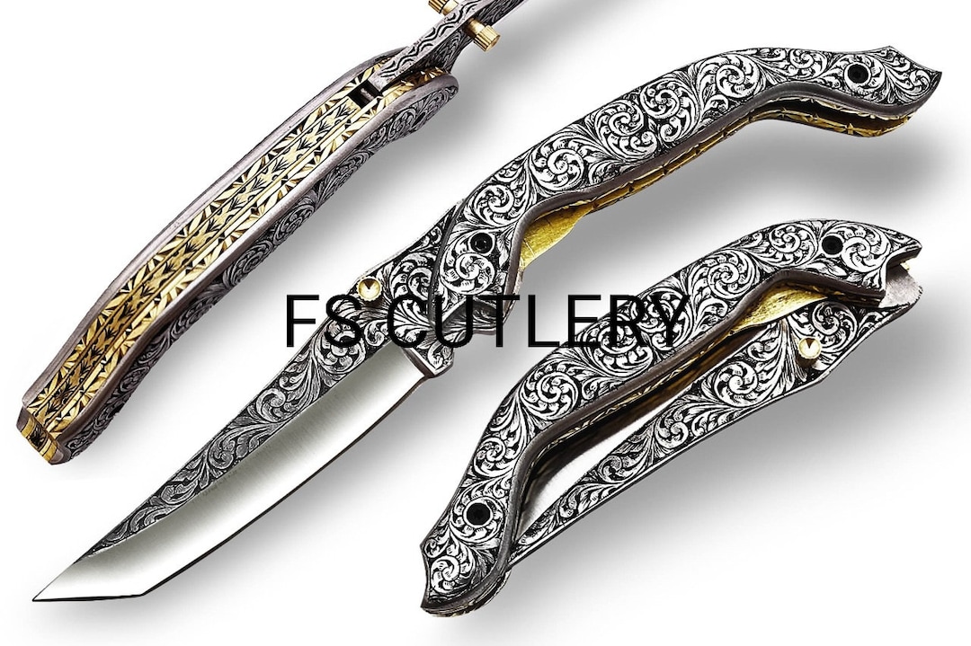 Engraved Pocket Knife Prestigious Handmade Engraved Folding Knife D2 ...