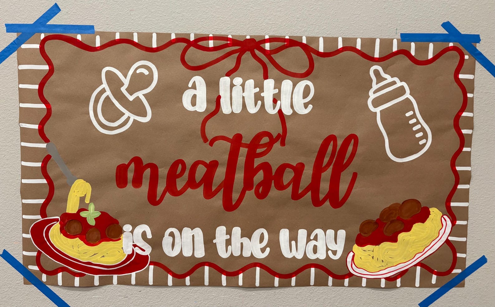 Hand-painted Custom Baby Shower Banner: A Little Meatball is on the Way ...