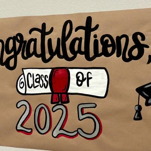 Custom Grad Banner- Graduation Banner- Brown Paper College Banner ...