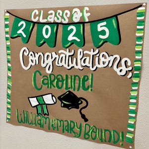 Custom Grad Banner- Graduation Banner- Brown Paper College Banner ...