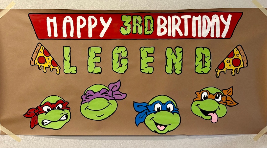 Custom Birthday Banner- Birthday Banner- Ninja Turtle Birthday Banner ...