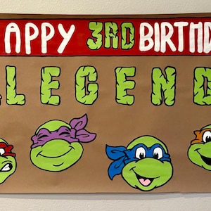 Custom Birthday Banner- Birthday Banner- Ninja Turtle Birthday Banner ...