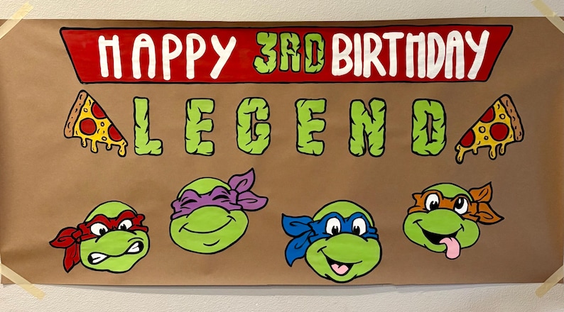 Custom Birthday Banner- Birthday Banner- Ninja Turtle Birthday Banner ...