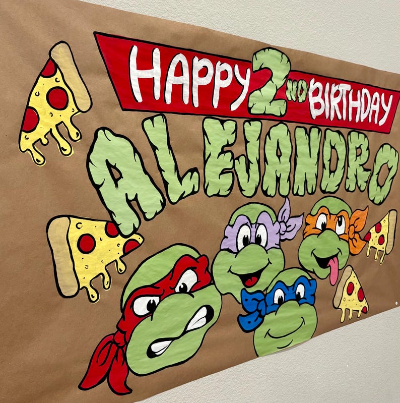 Custom Birthday Banner- Birthday Banner- Ninja Turtle Birthday Banner ...