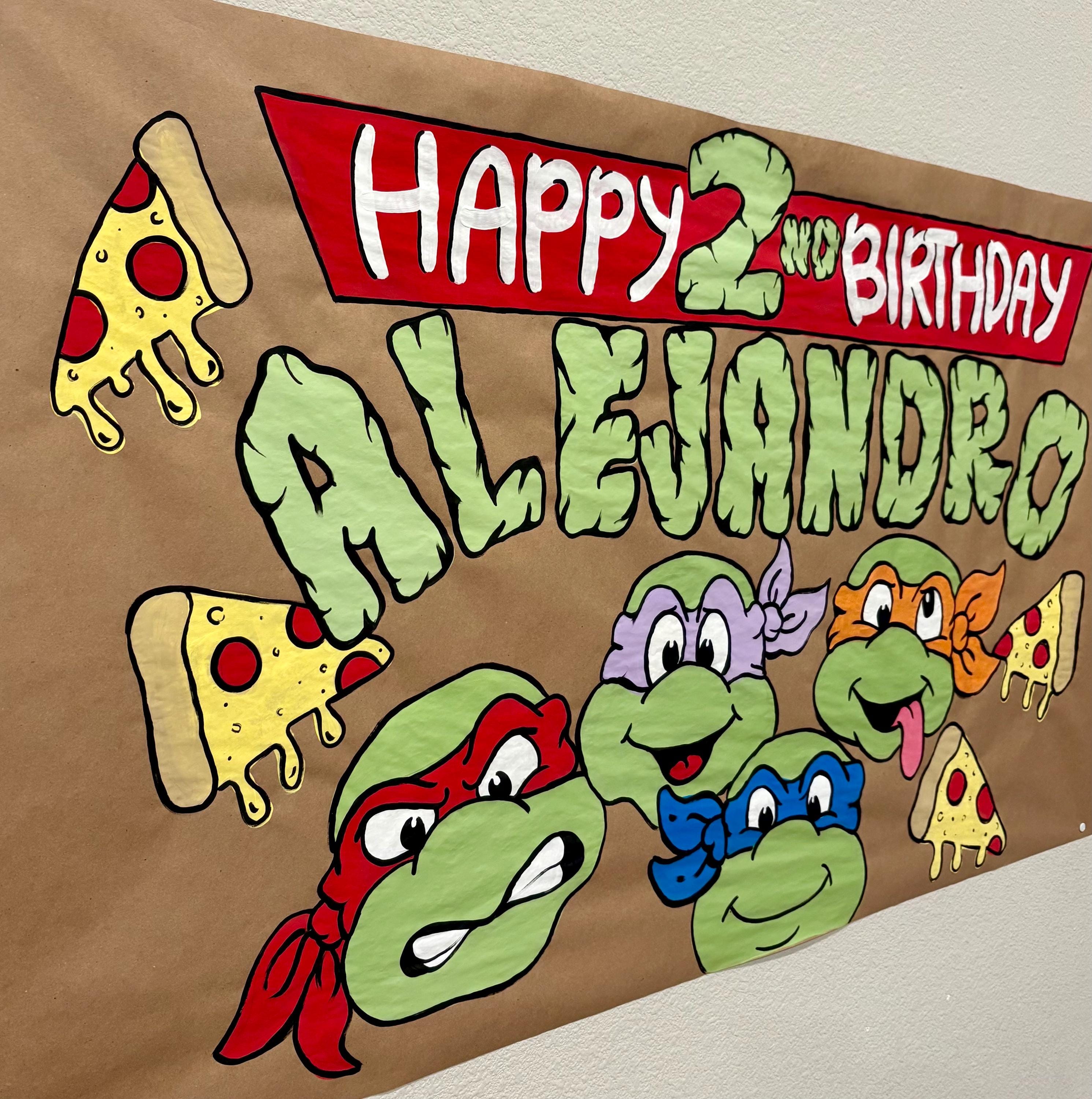 Custom Birthday Banner- Birthday Banner- Ninja Turtle Birthday Banner ...