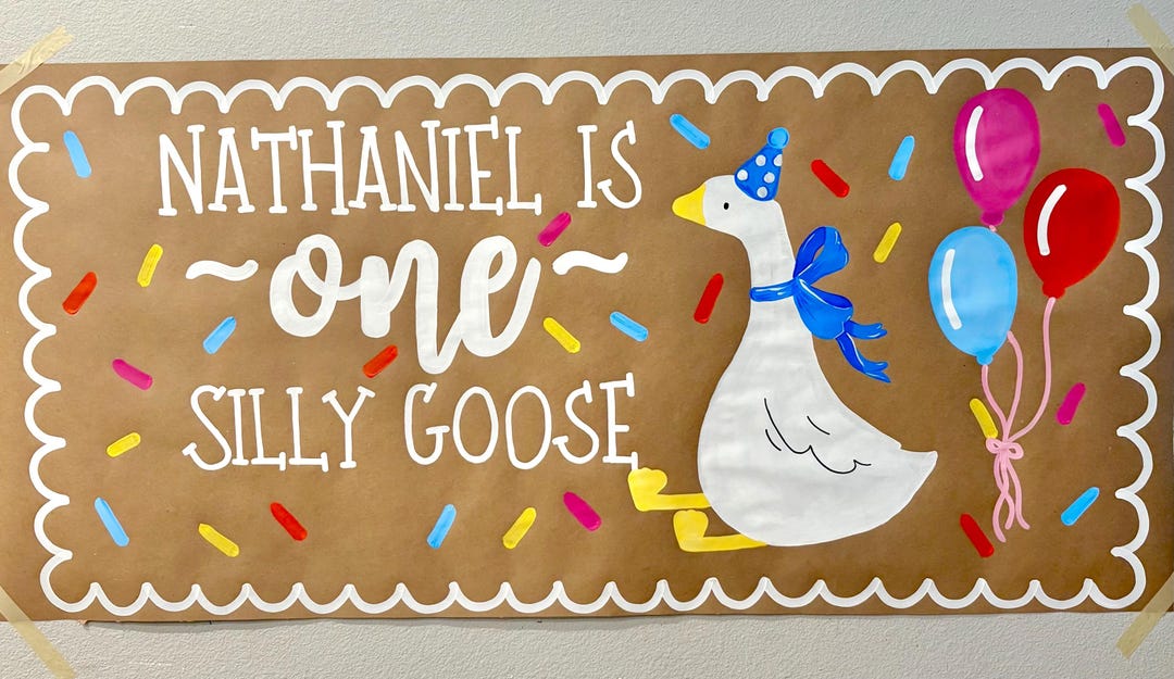 Hand-painted Custom Birthday Banner: Brown Paper Party One Silly Goose ...