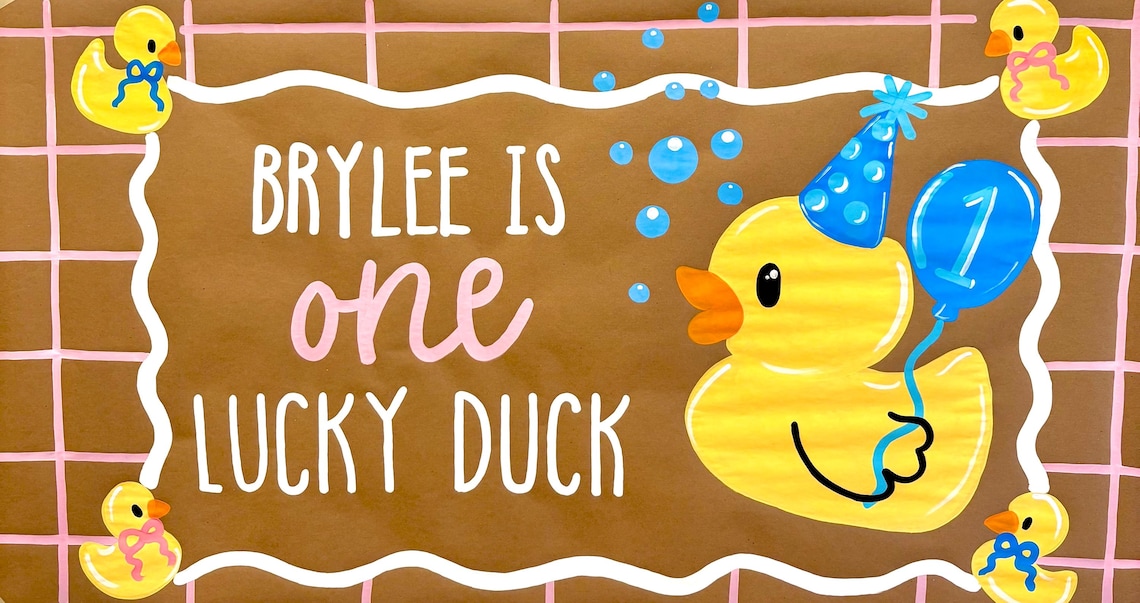 One Lucky Duck Birthday Banner: Custom Hand-painted Party Decor - Etsy
