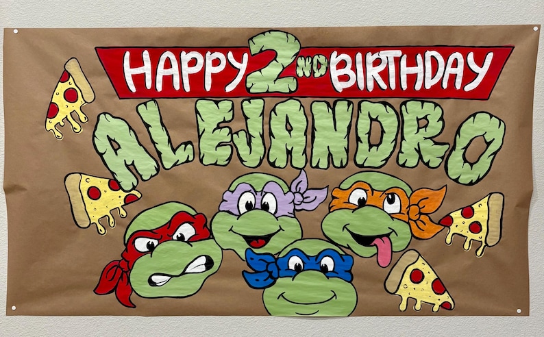 Custom Birthday Banner- Birthday Banner- Ninja Turtle Birthday Banner ...