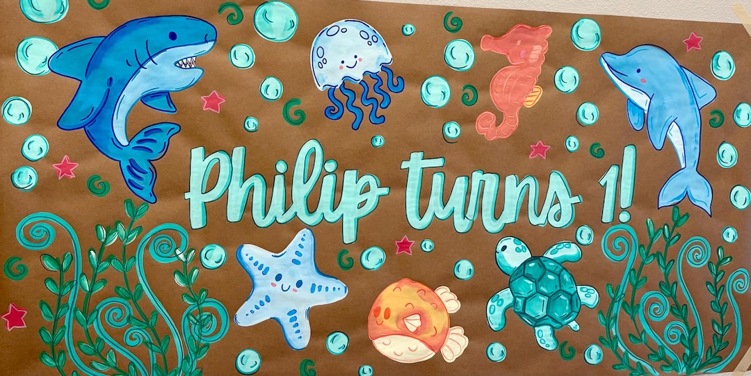 Custom Hand-painted Birthday Banner: Sea Theme - Etsy