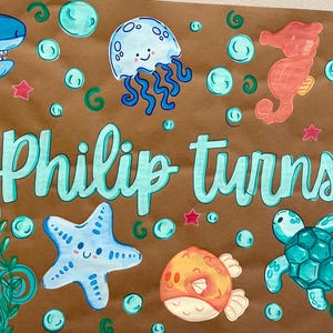 Custom Hand-painted Birthday Banner: Sea Theme - Etsy