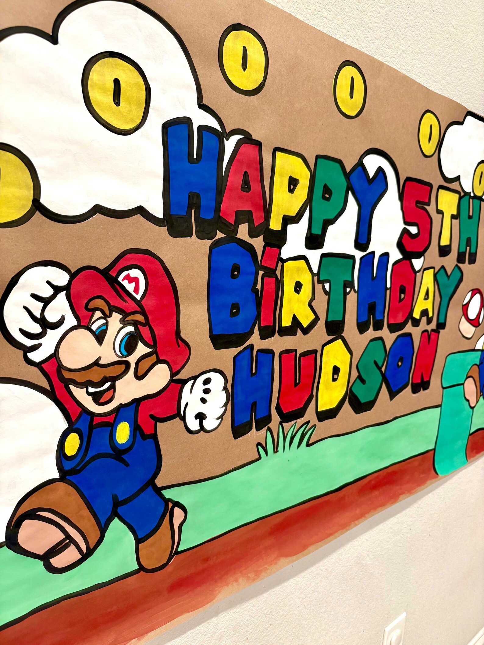 Custom Hand-painted Mario Birthday Banner - Etsy