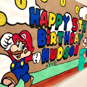 Custom Hand-painted Mario Birthday Banner - Etsy