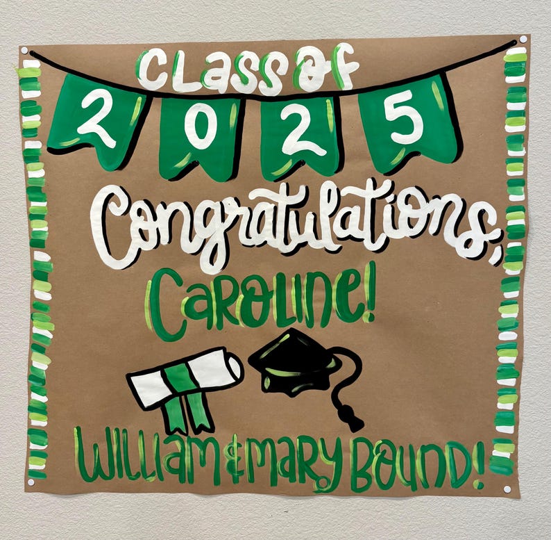 Custom Grad Banner- Graduation Banner- Brown Paper College Banner ...