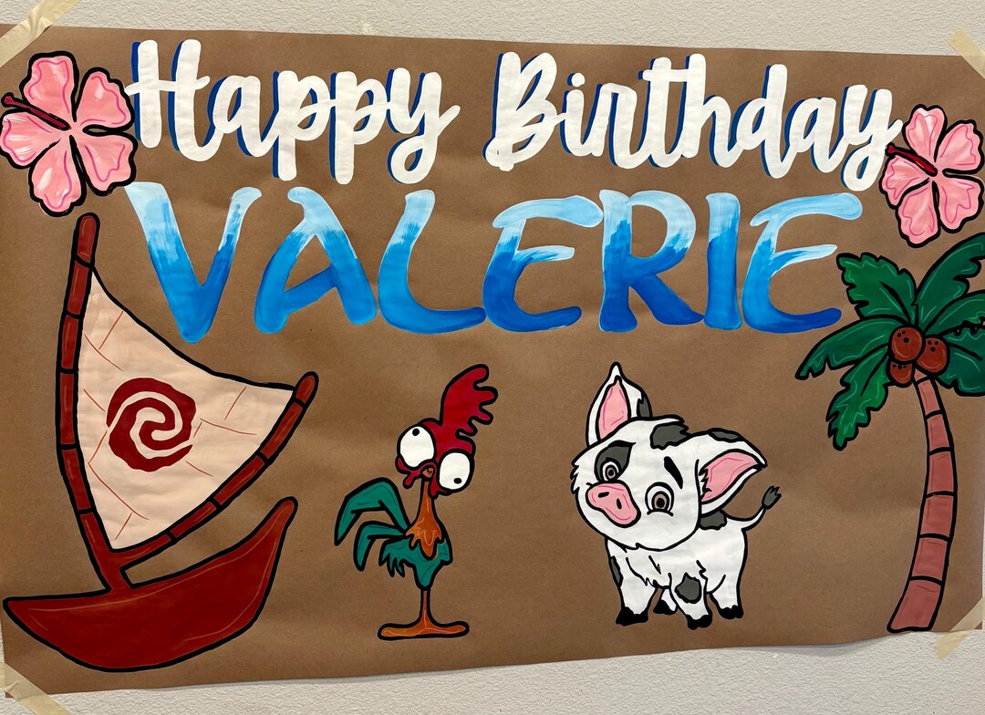 Custom Moana Banner-sea Birthday Banner- Brown Paper Birthday Banner ...