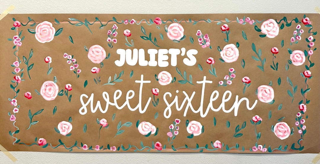 Hand-painted Floral Birthday Banner: Custom Celebration Decor - Etsy
