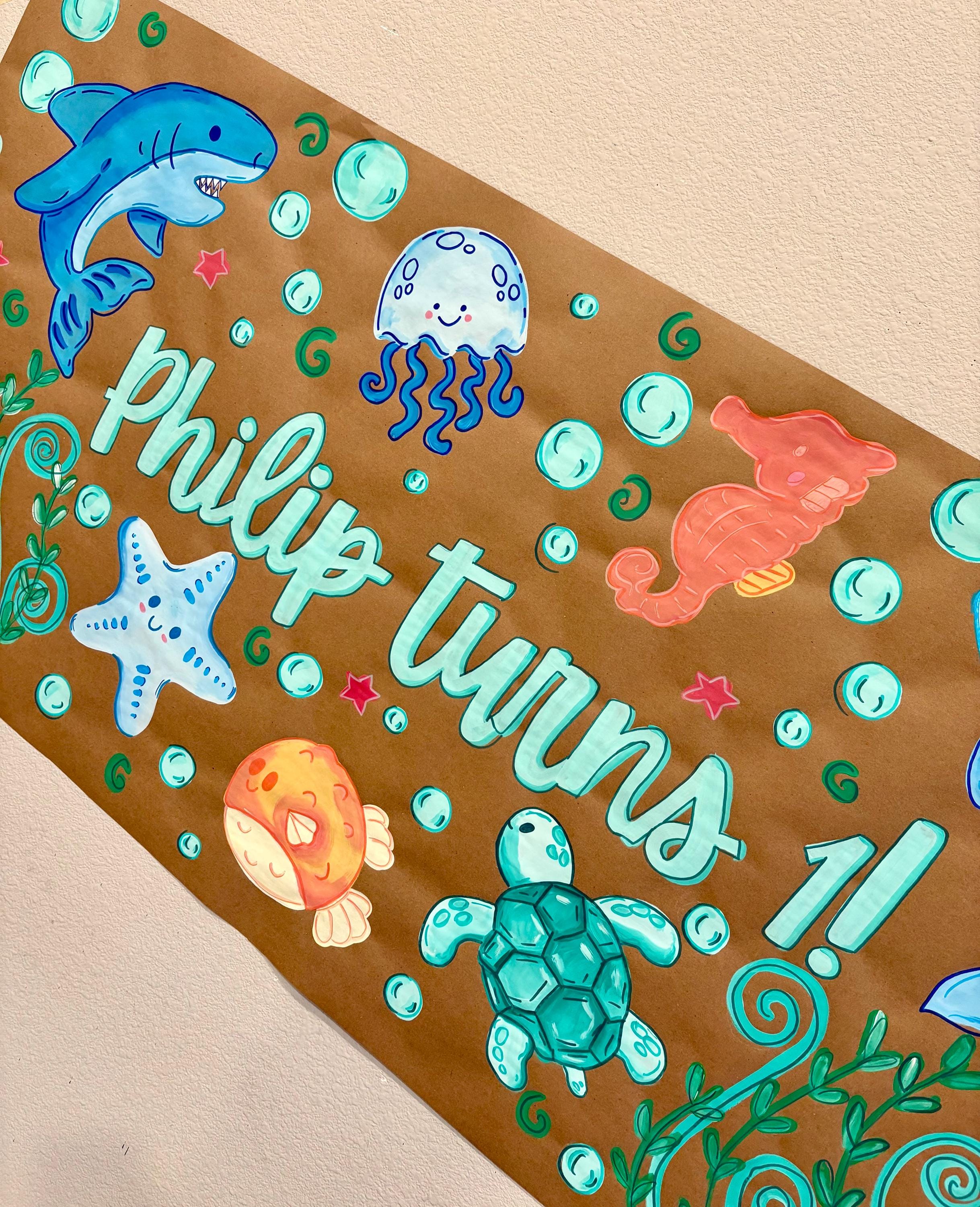 Custom Hand-painted Birthday Banner: Sea Theme - Etsy