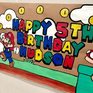 Custom Hand-painted Mario Birthday Banner - Etsy