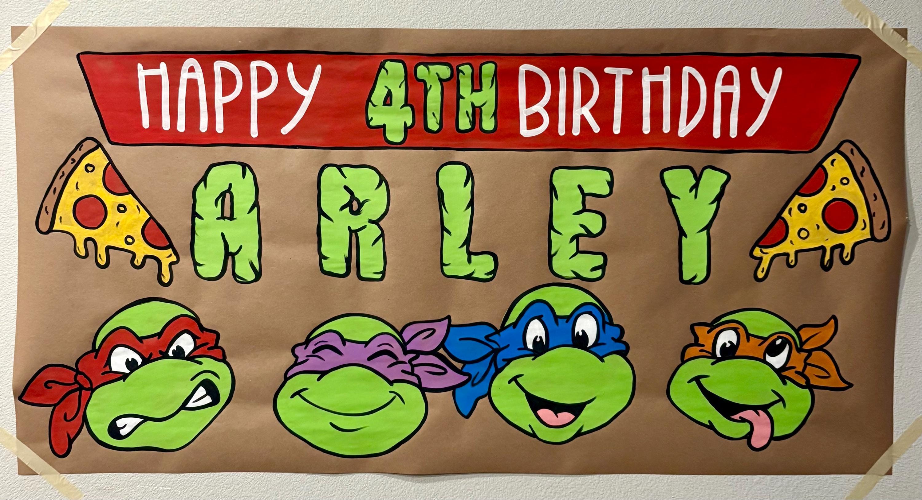 Custom Birthday Banner- Birthday Banner- Ninja Turtle Birthday Banner ...