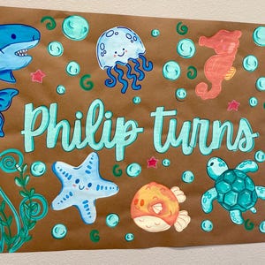 Custom Hand-painted Birthday Banner: Sea Theme - Etsy
