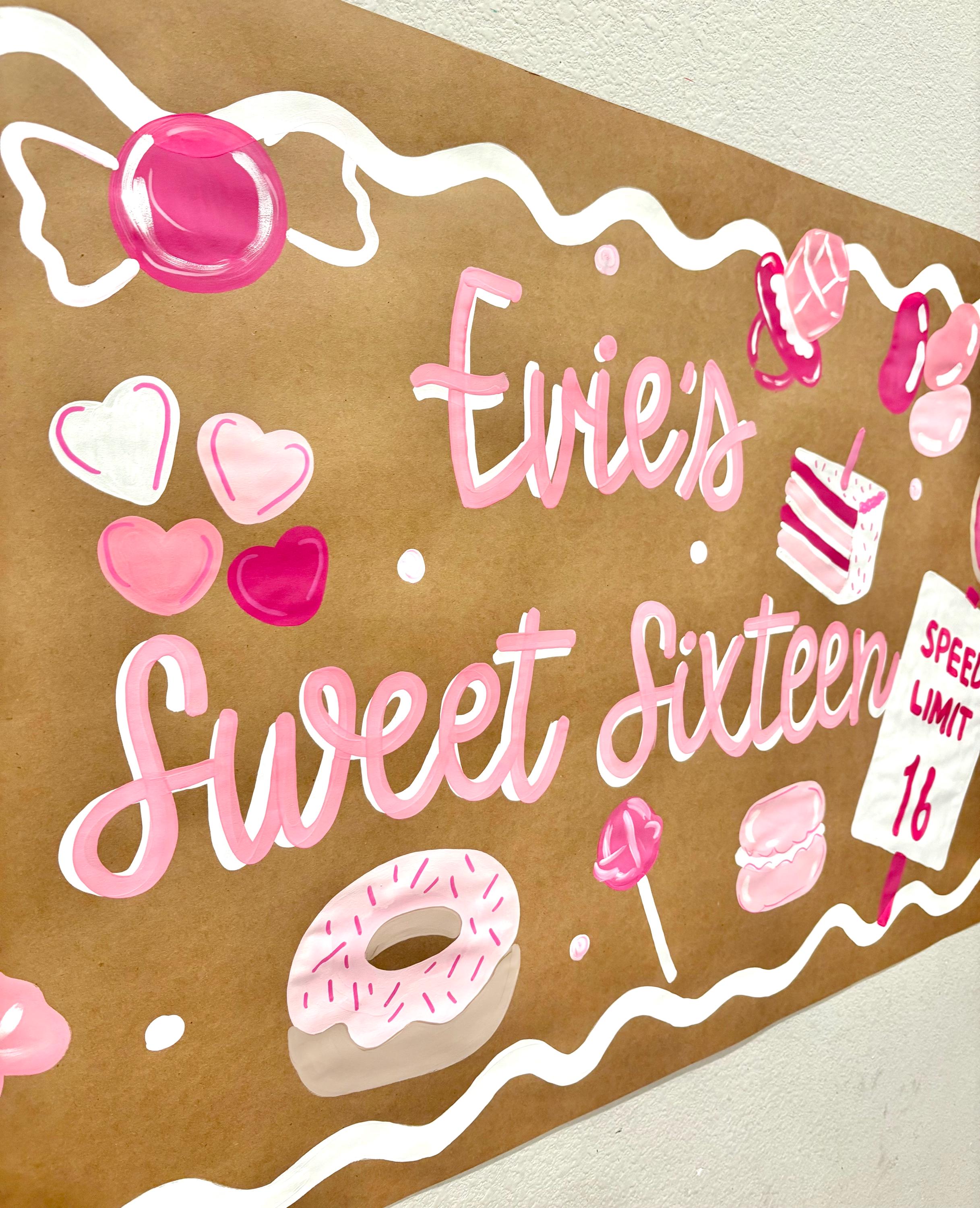 Custom Hand-painted Birthday Banner: Brown Paper Decor for Sweet ...