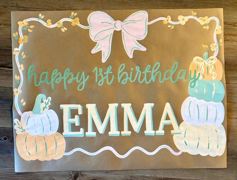 Hand-painted Fall Pumpkin/halloween Banner: Custom Brown Paper Party ...